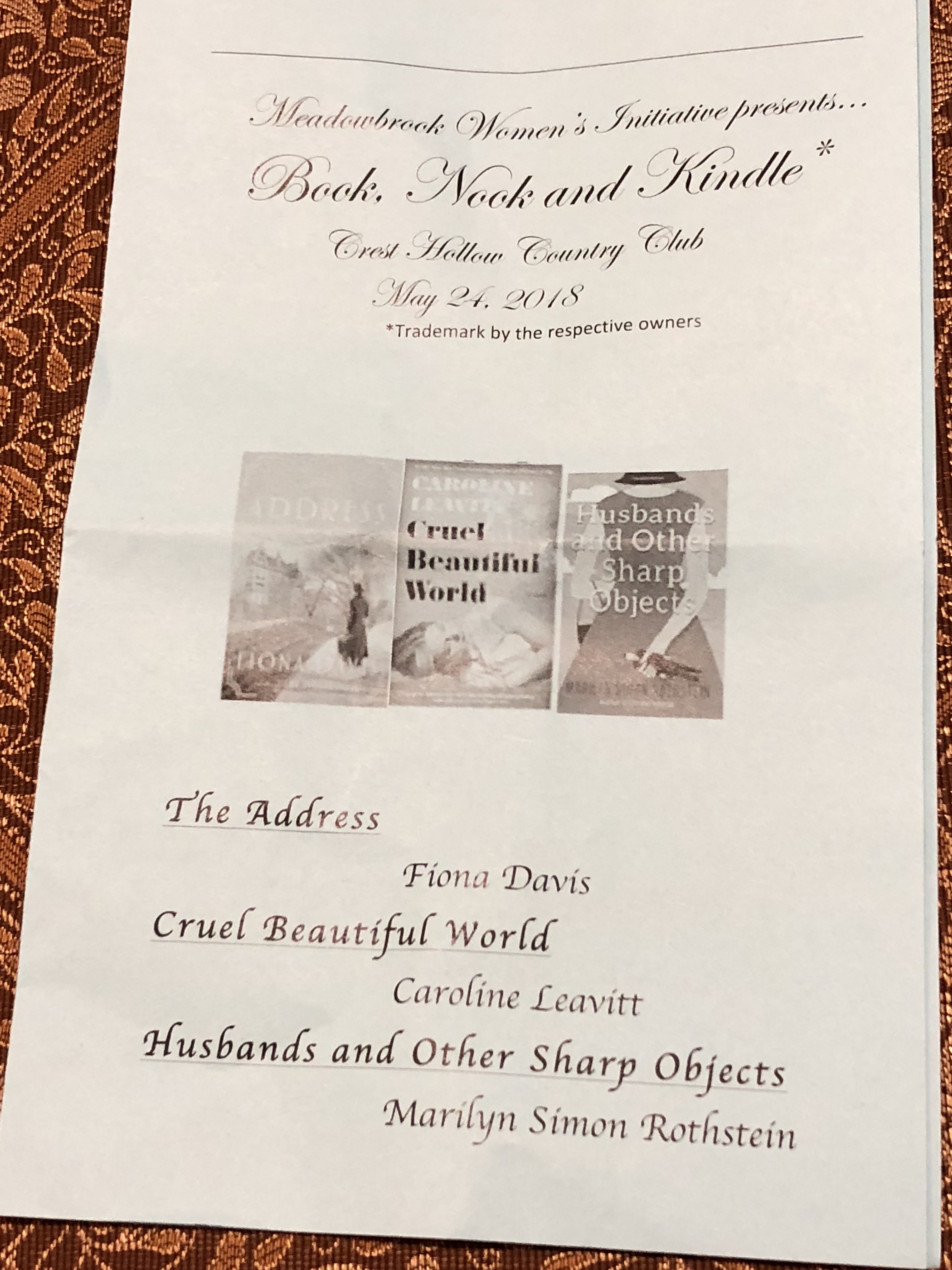 Fiona Davis, Caroline Leavitt, and Marilyn Simon Rothstein at ...